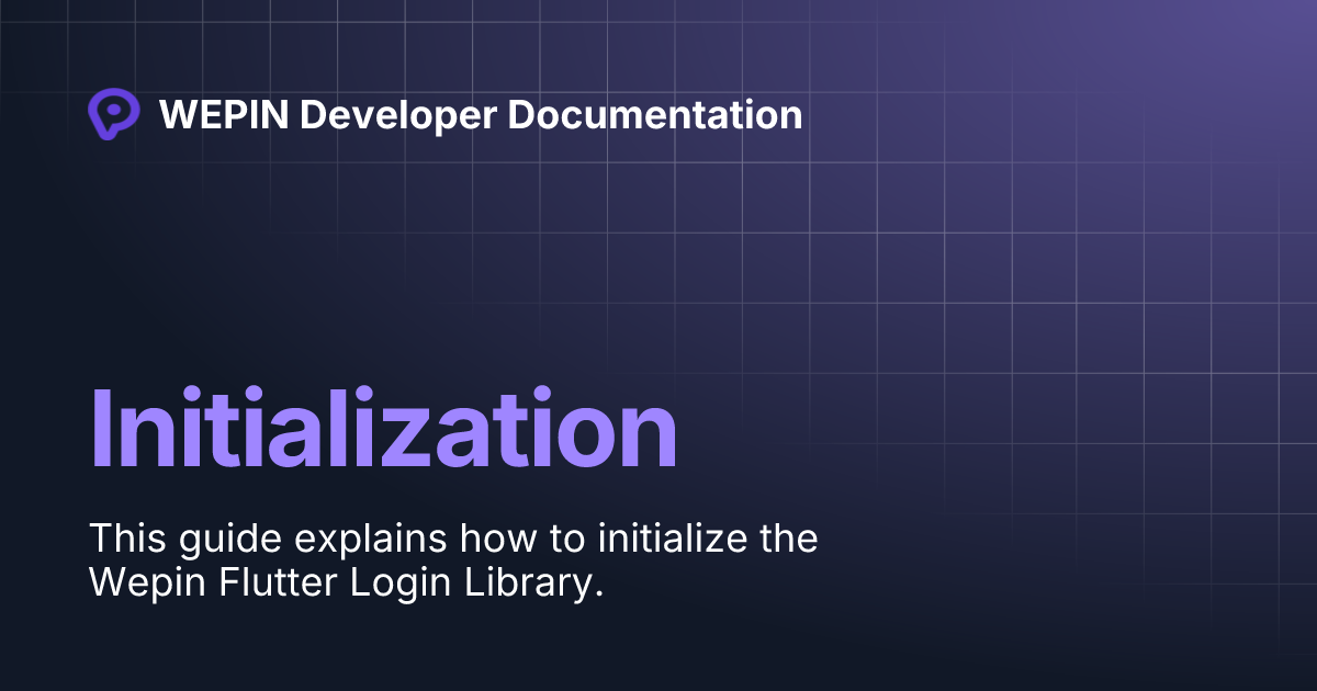 Initialization | WEPIN Developer Documentation