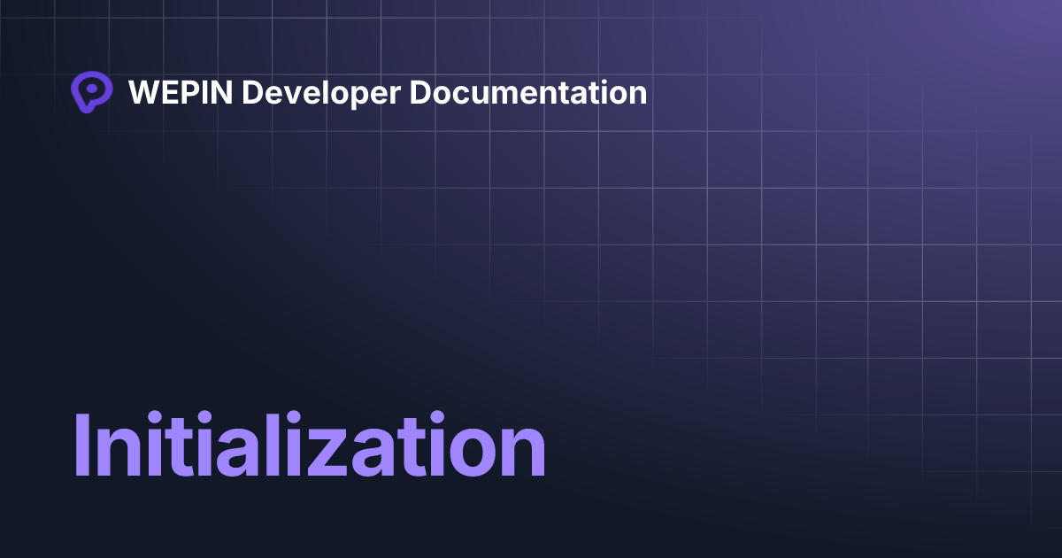 Initialization | WEPIN Developer Documentation