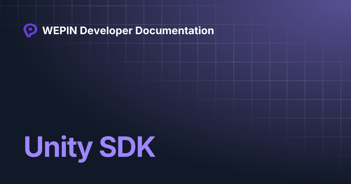 Unity SDK | WEPIN Developer Documentation